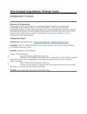 Wk One Sample Hypothesis Testing Cases Docx One Sample
