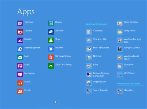 Displaying Apps List In Windows