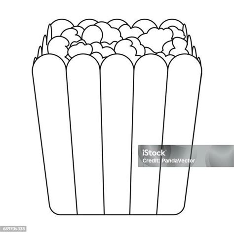 팝콘 흰색 배경에 고립 개요 스타일에서 아이콘 영화와 영화 기호 주식 벡터 일러스트 레이 션 0명에 대한 스톡 벡터 아트 및