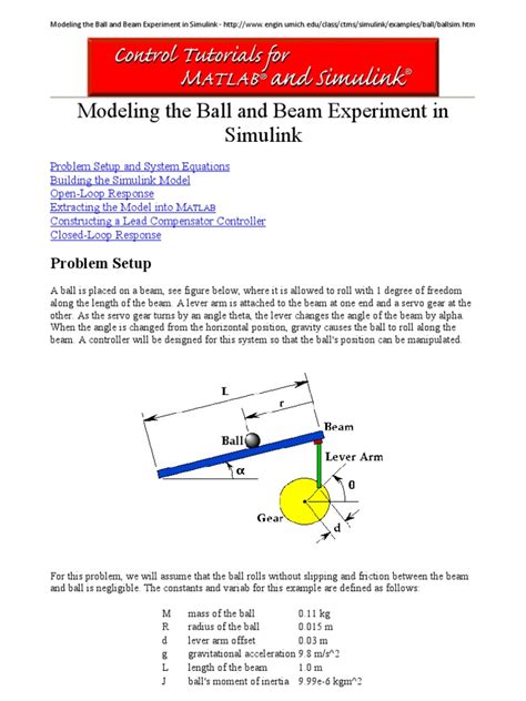 Ball And Beam Pdf Nonlinear System Control Theory