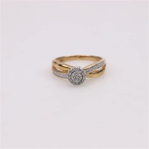 10kt Two Tone Gold Diamond Split Shank Ring Property Room