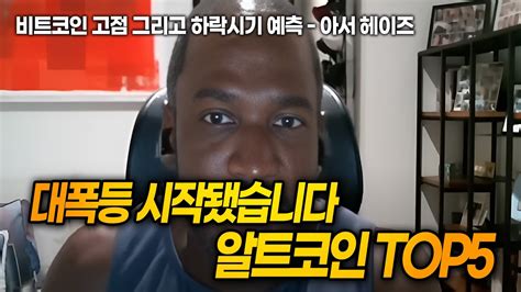 비트코인 고점 그리고 하락시기 예측 아서 헤이즈 Youtube