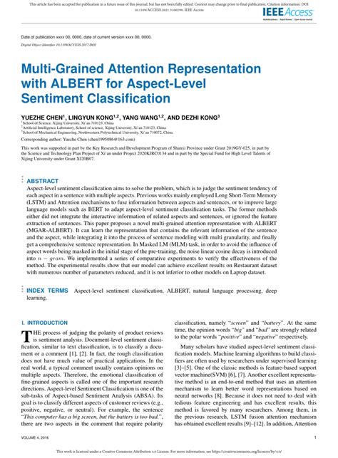 Pdf Multi Grained Attention Representation With Albert For Aspect