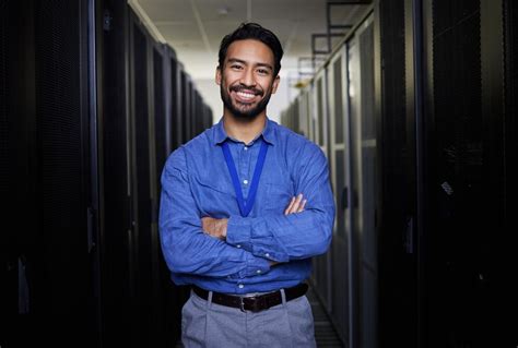 Premium Photo Server Room Portrait Or Happy Man For Online