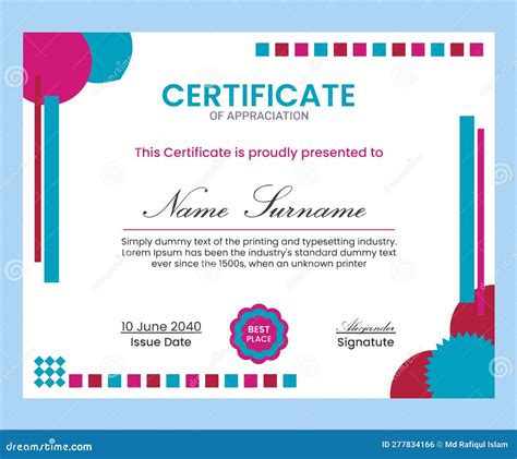 Modern Sertificate Of Appreciation Template With Geometric Style