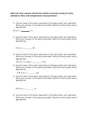 Unit Conversion Practice Exercises With Measurement Conversions Course Hero