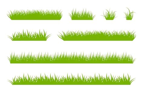 Premium Vector Set Of Grass Silhouettes Green Grass Border