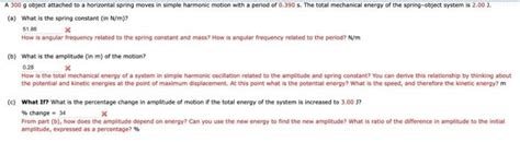 solved a 300 g object attached to a horizontal spring moves