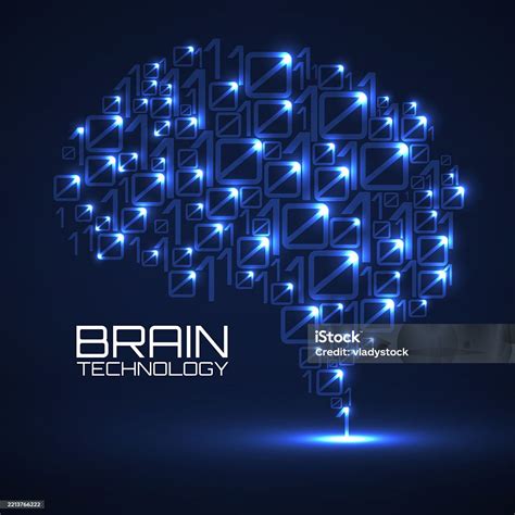 Artificial Intelligence Abstract Brain With Binary Computer Code Technology Concept Stock