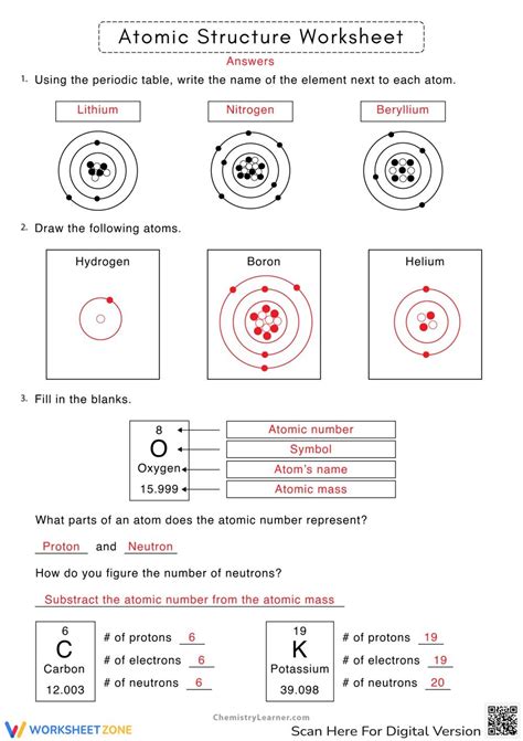 Atomic Structure Worksheet Collection For Teaching And Learning