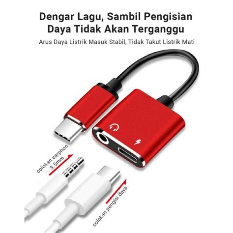 Jual Sambungan Headset Jack Auidio In Mm Koneksi Type C Bisa Buat Chager Dalam Pemakaian