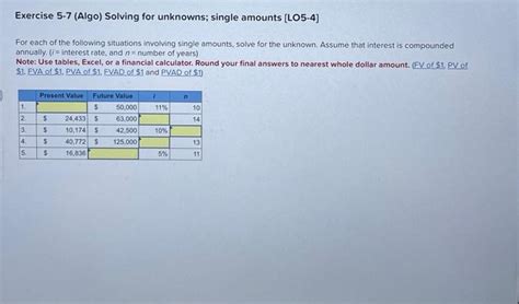 Solved Exercise Algo Solving For Unknowns Single Chegg Com
