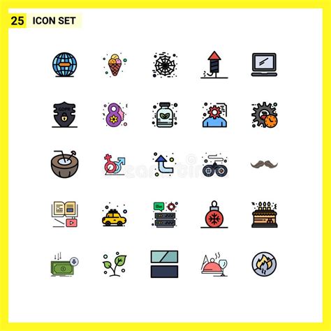 25 Universal Filled Line Flat Color Signs Symbols Of Device Computer Halloween Holiday