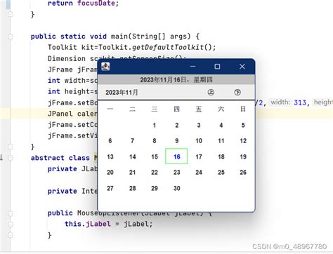 Java使用jframe实现日历显示，及日期选择，重复代码未封装jframe 显示日历 Csdn博客