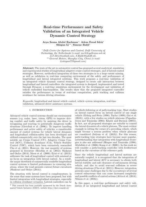 Pdf Real Time Performance And Safety Validation Of An Integrated