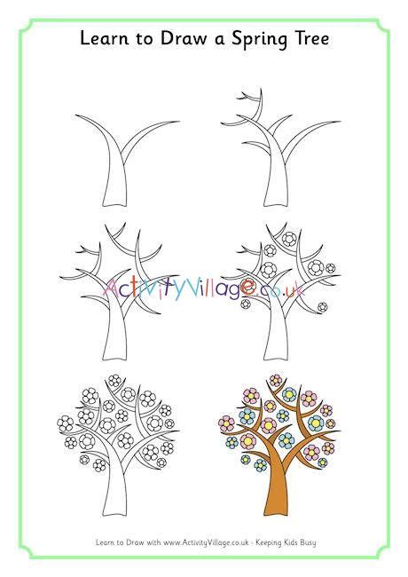 Learn To Draw A Spring Tree Tree Drawing Drawings Learn To Draw