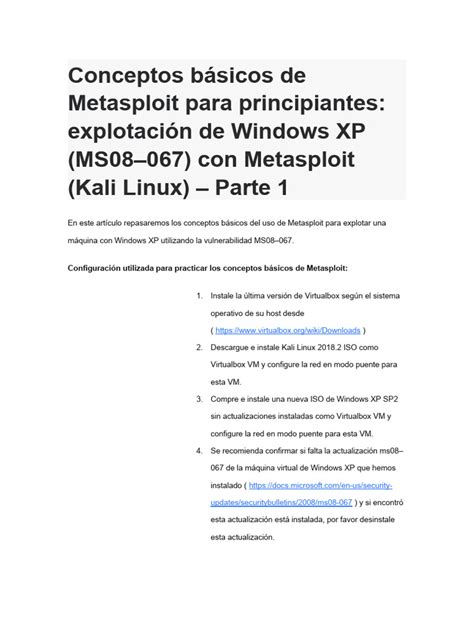 conceptos básicos de metasploit para principiantes pdf explotar