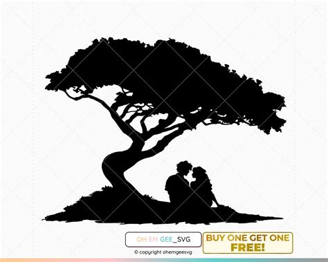 Couple Sitting Under Tree Svg Love Under Tree Png Romantic Illustration Outdoor Love Dxf