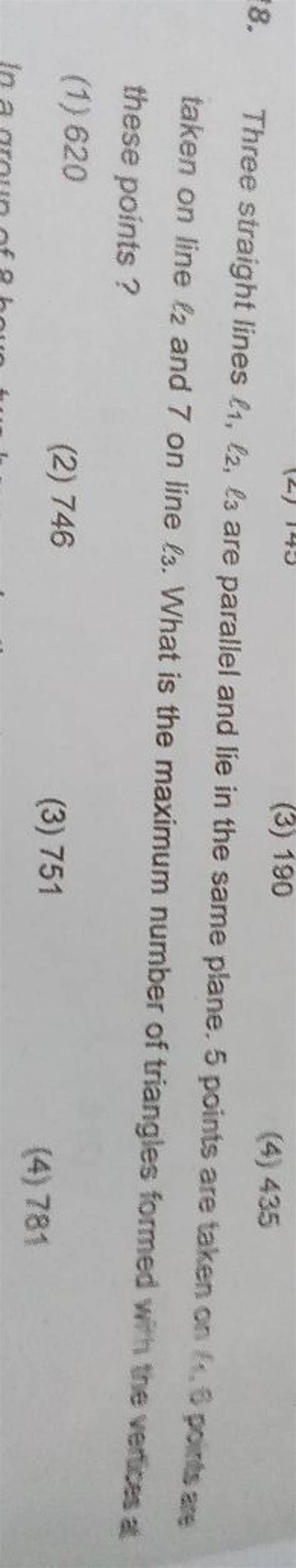 three straight lines ℓ1 ℓ2 ℓ3 are parallel and lie in the same plane