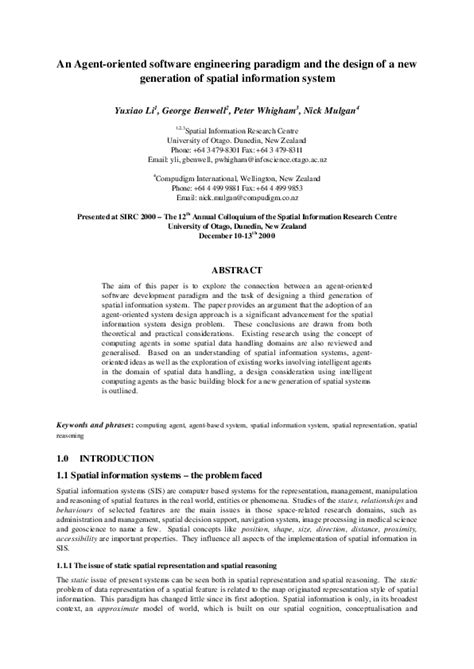 pdf an agent oriented software engineering paradigm and the design of