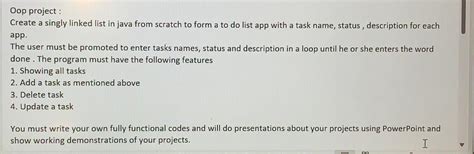 solved oop project create a singly linked list in java