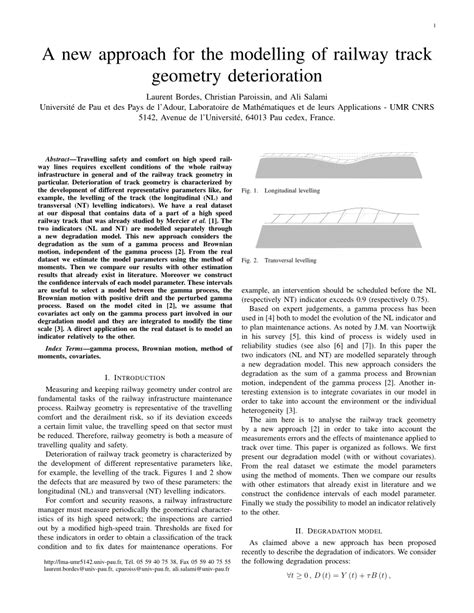 Pdf A New Approach For The Modeling Of Railway Track Geometry Deterioration