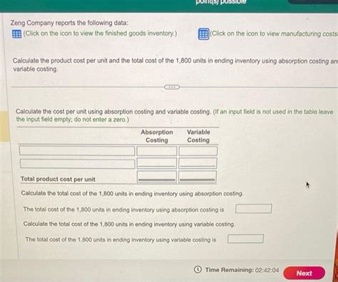 Solved Data Table Data Table Calculate The Product Cost