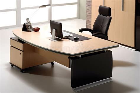 Interior Of Modern Office With Computer On Desk Stock Image Image Of