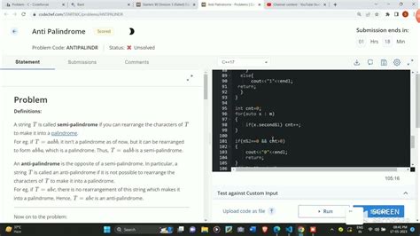 Anti Palindrome Codechef Solution Starters 90 Youtube