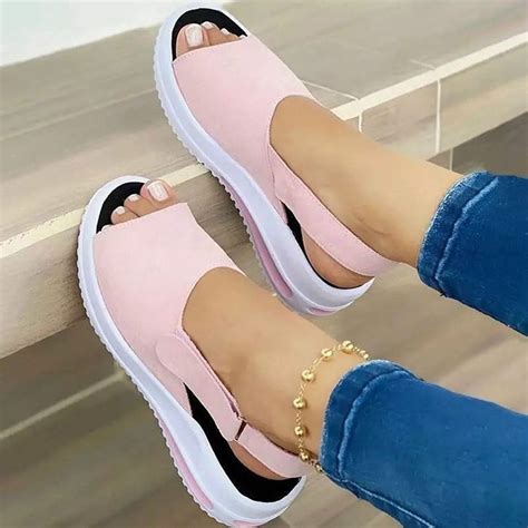 Summer Saving Tuobarr Platform Sandals Womensummer Washable Slingback Orthopedic Slide Sport