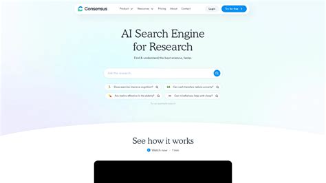Consensus AI-Un moteur de recherche IA pour accéder aux meilleures connaissances scientifiques.