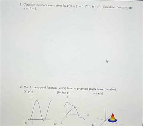 solved 1 consider the space curve given by r t 3 t