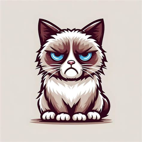 Premium Photo Grumpy Cat Vector Design White Background