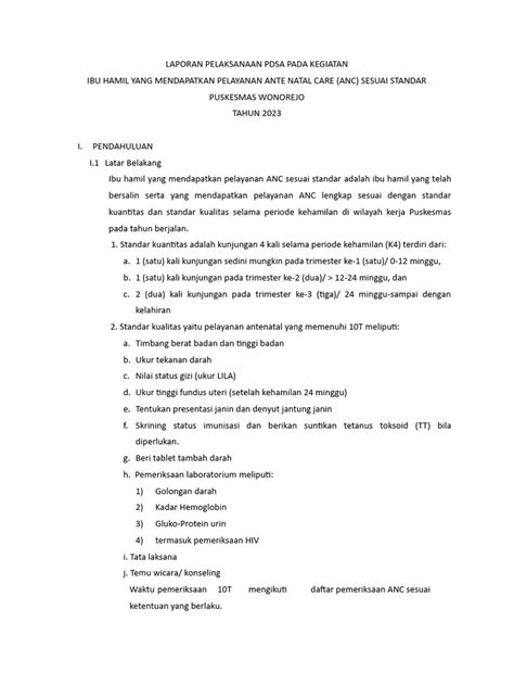 Laporan Pelaksanaan Pdsa Pdf