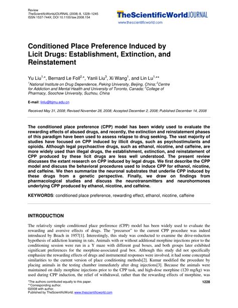 Pdf Conditioned Place Preference Induced By Licit Drugs