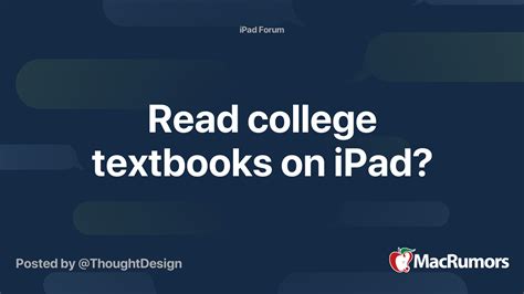 Read College Textbooks On Ipad Macrumors Forums
