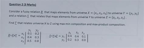 solved question 2 3 marks consider a fuzzy relation r that