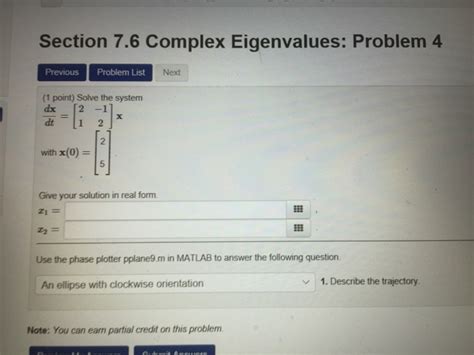 Solved Section 7 6 Complex Eigenvalues Problem 3 Previous