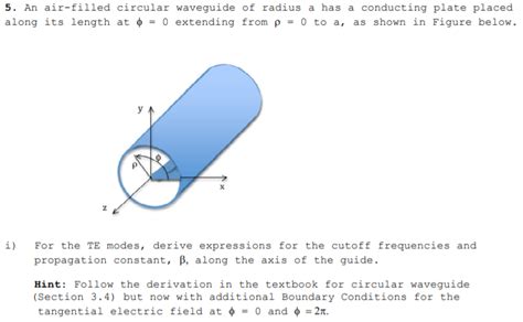 An Air Filled Circular Waveguide Of Radius A Has A Chegg