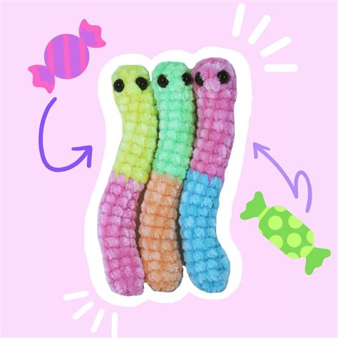 Fuzzy Worm Toys Etsy