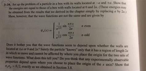 solved 3 34 set up the problem of a particle in a box with