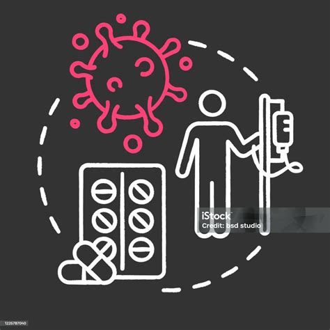 의료 종양학 분필 Rgb 색상 개념 아이콘입니다 병원 바이러스 치료 종양 질환의 약물 암 치료 아이디어 검은 배경에 벡터 격리 칠판 그림 0명에 대한 스톡 벡터 아트 및