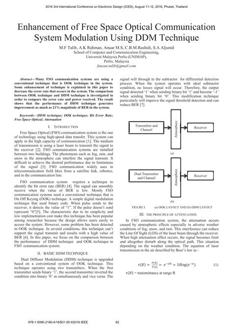 Pdf Enhancement Of Free Space Optical Communication System Modulation Using Ddm Technique