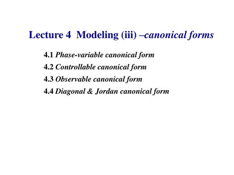 Ppt Canonical Forms In Modern Control Systems Theory And Examples Powerpoint Presentation