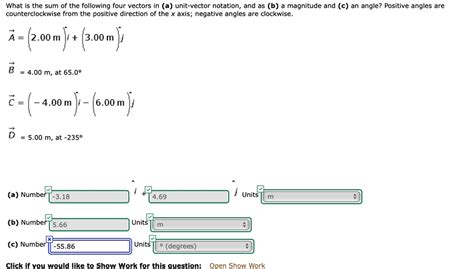 solved what is the sum of the following four vectors in a unit