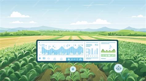 An Illustration Showcasing A Large Agricultural Field With Iot Sensors Placed At Regular