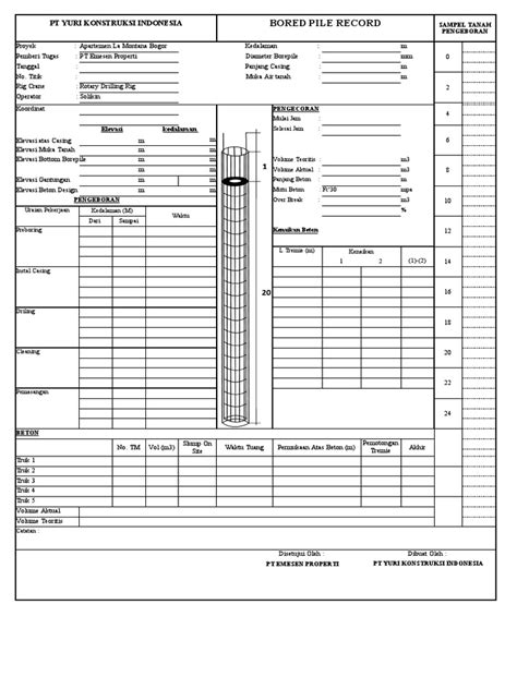 Boring Record And Concreting Details For La Montana Apartment Project Pile No 1 Pdf