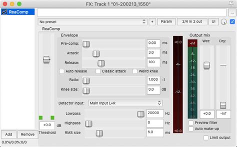 Vocal Compression Using Reapers Reacomp Effect Plugin Home Brew Audio