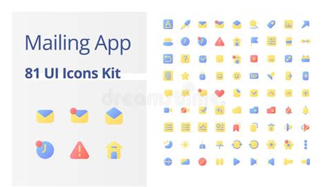 Mailing App Functions Pixel Perfect Flat Gradient Color Ui Icons Kit Stock Vector Illustration