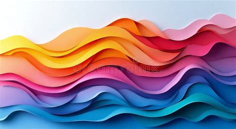 Colorful Layered Waves In Vibrant Hues Creating A Striking Abstract Design For Digital Art Stock